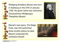 Mozart Fact Cards and Banner - Teaching Ideas