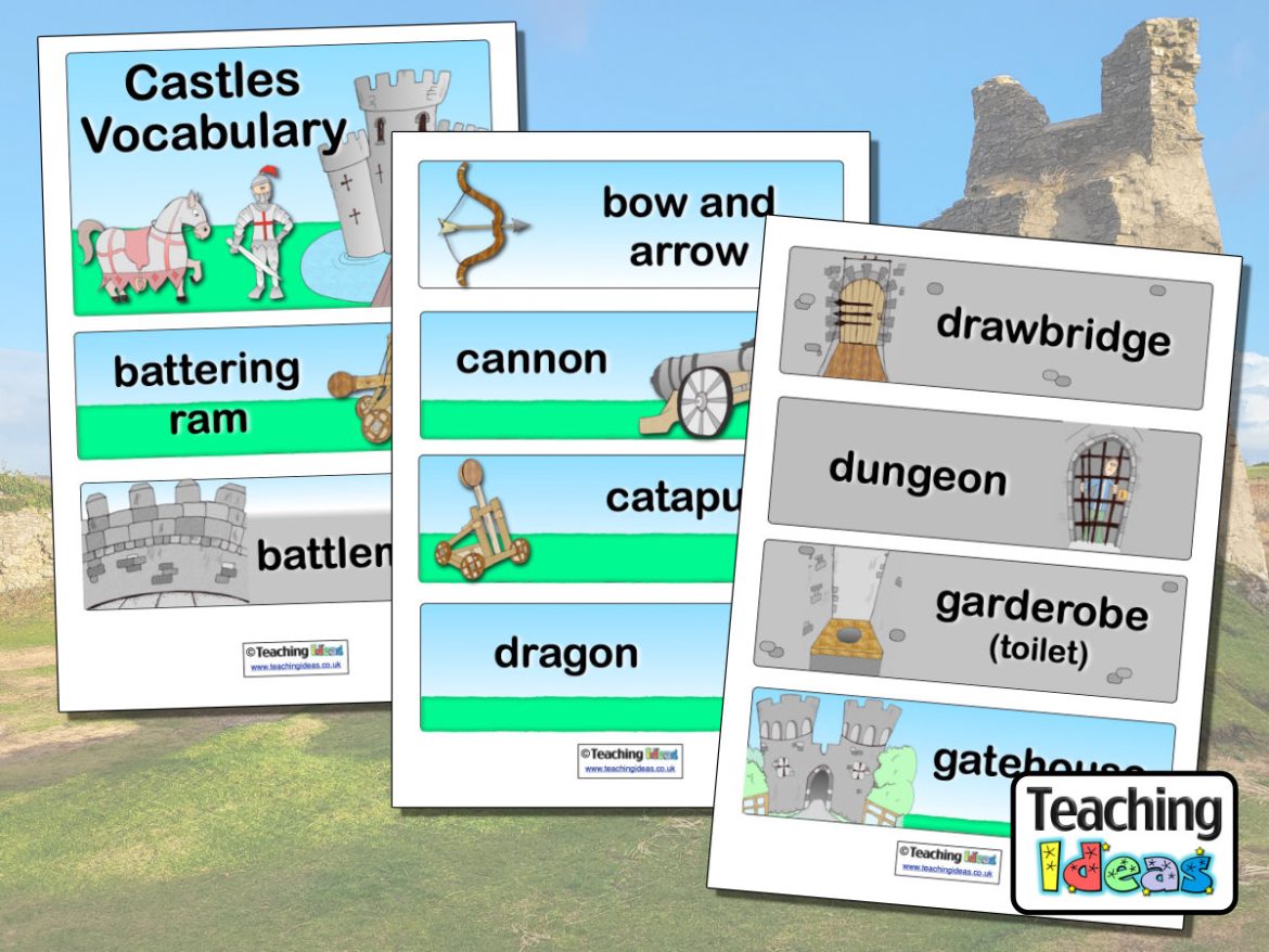 Castles Vocabulary Cards - Teaching Ideas