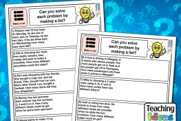 Problem Solving (Make a List) Challenges - Teaching Ideas